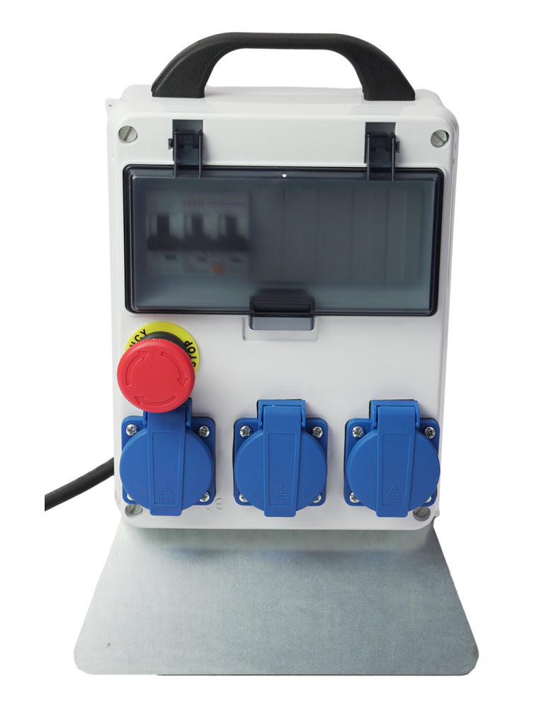 Coffret de chantier monophasé 3 prises 16A avec arrêt d'urgence MX